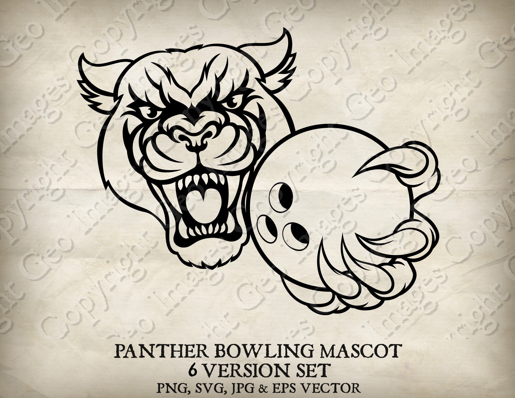 Panther Holding Bowling Ball Mascot Jaguar Panthers Logo Cartoon. 6 ...