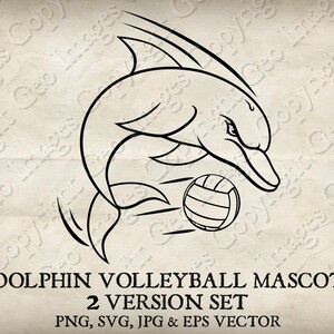 Dolphin Volleyball Ball Mascot. Dolphins Team Sports Logo Cartoon. 2 ...