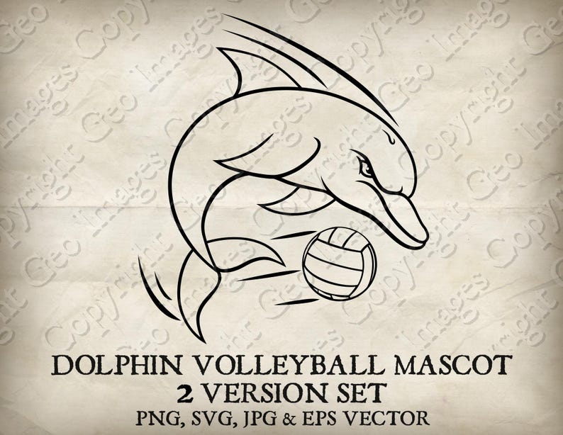 Dolphin Volleyball Ball Mascot. Dolphins Team Sports Logo Cartoon. 2 ...