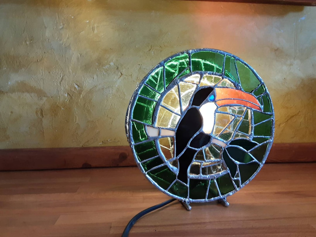 Tiffany Stained Glass Toucan Table Lamp. Original Unusual Gift to Offer ...