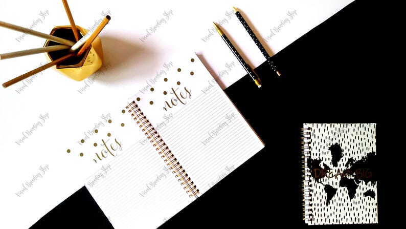 Desk Styled Photos | Feminine Styled Stock Photos| Gold Black & White ...