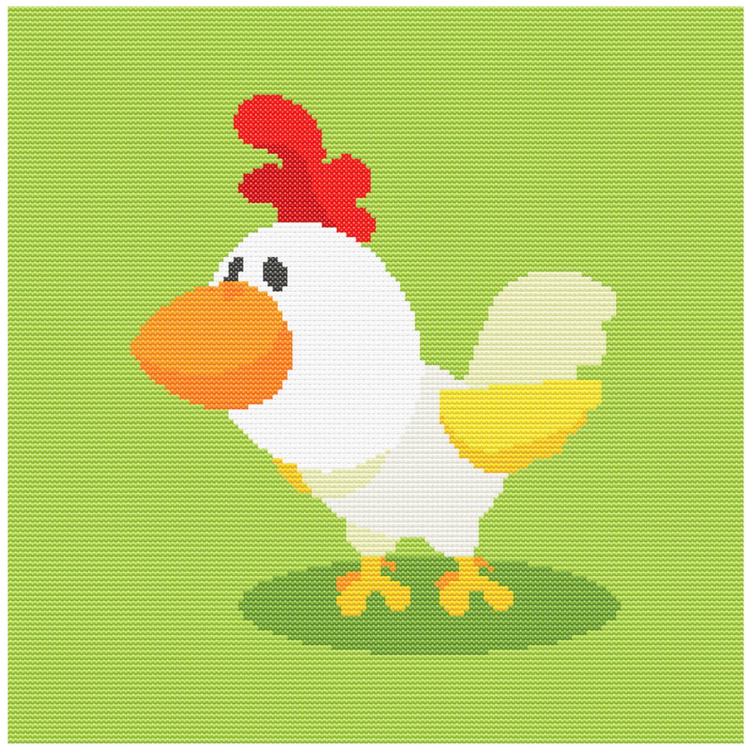 Cartoon Chicken Easy Beginners Cross Stitch Pattern PDF Download - Etsy