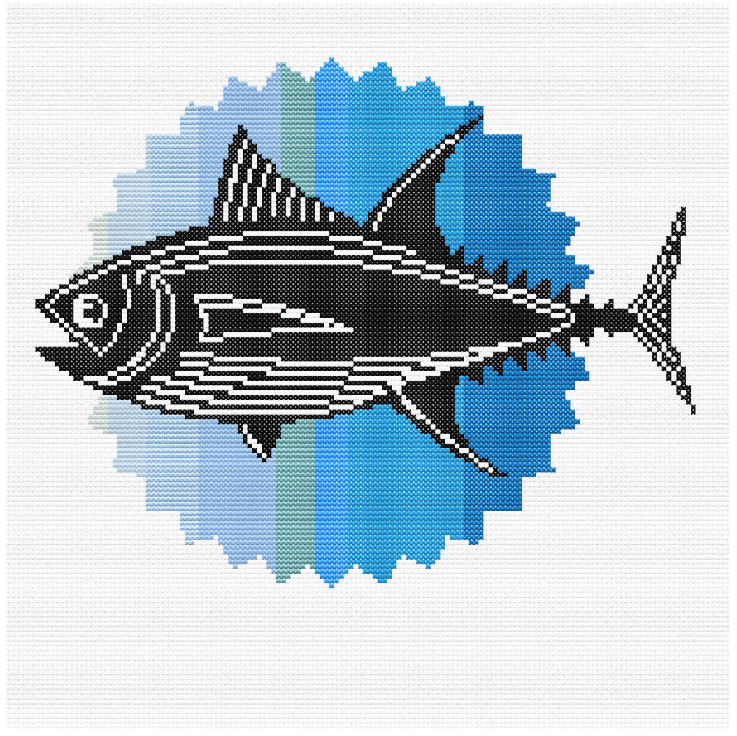 Tuna Fish Silhouette Easy Beginners Cross Stitch Pattern PDF Download ...