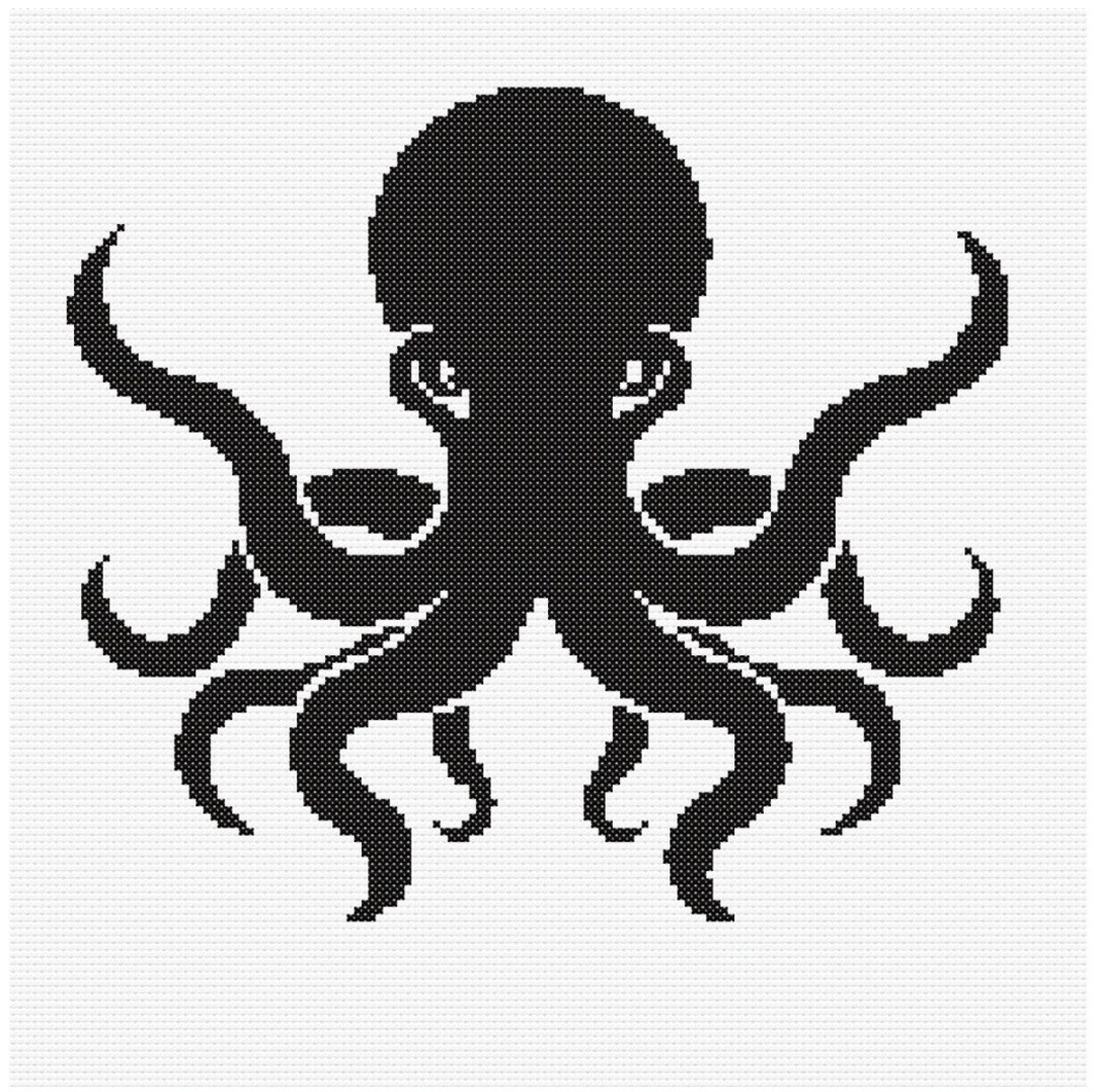 Black and White Octopus Easy Beginners Cross Stitch Pattern PDF ...