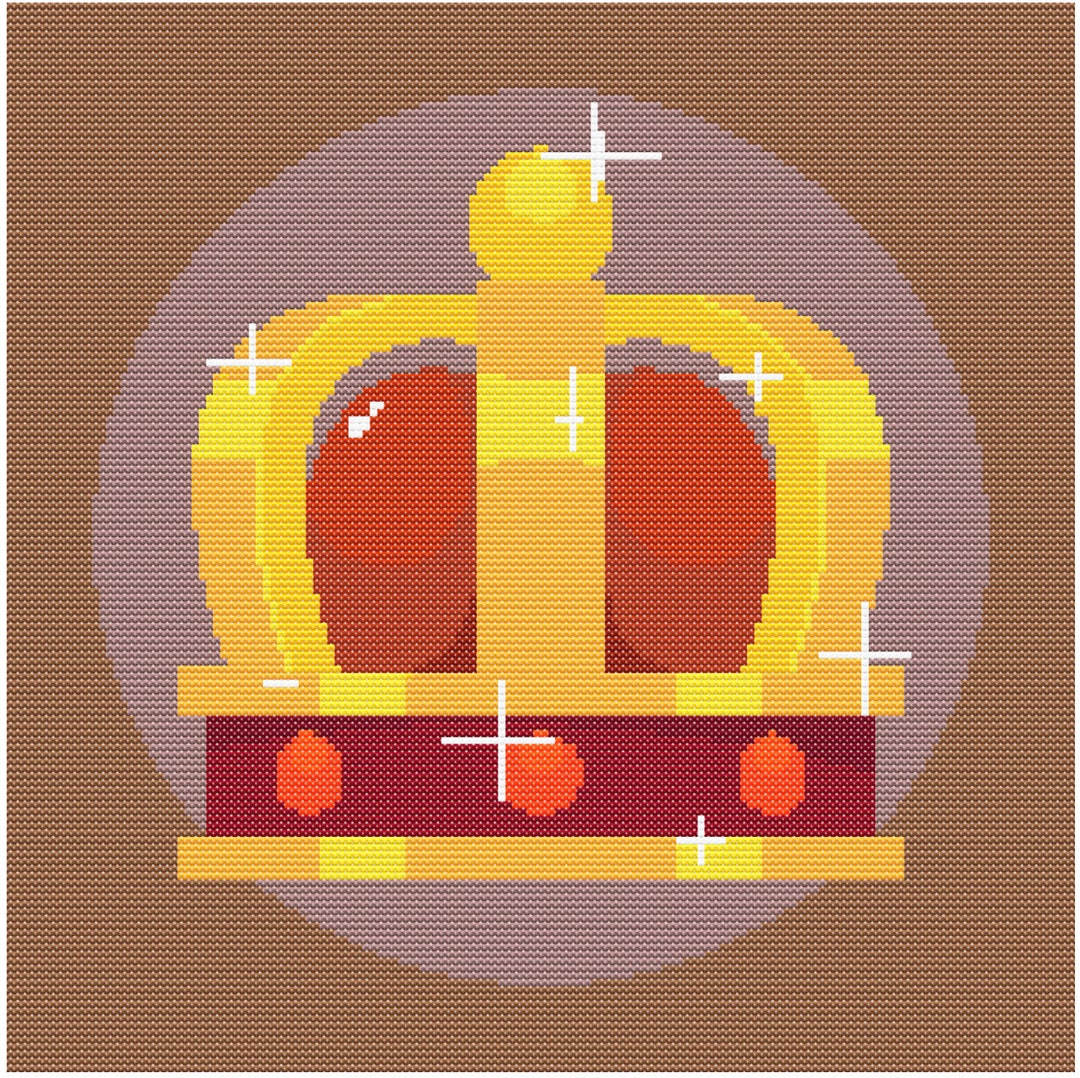 Shiny Golden Crown Beginners Cross Stitch Pattern PDF Download - Etsy