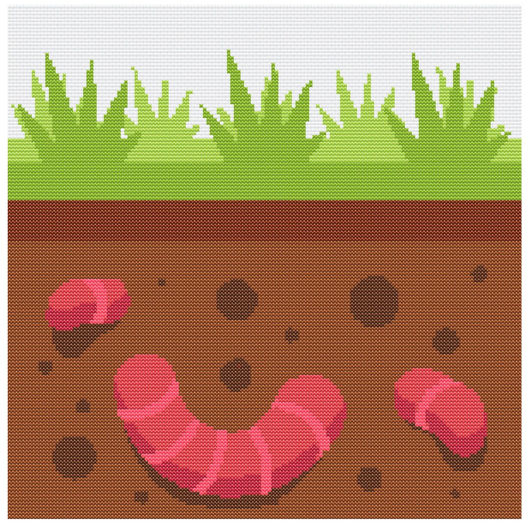 Earthworm in Soil Easy Beginners Cross Stitch Pattern PDF Download - Etsy