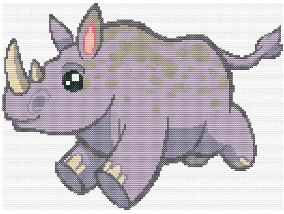 Running Rhino Beginners Cross Stitch Pattern PDF Download - Etsy