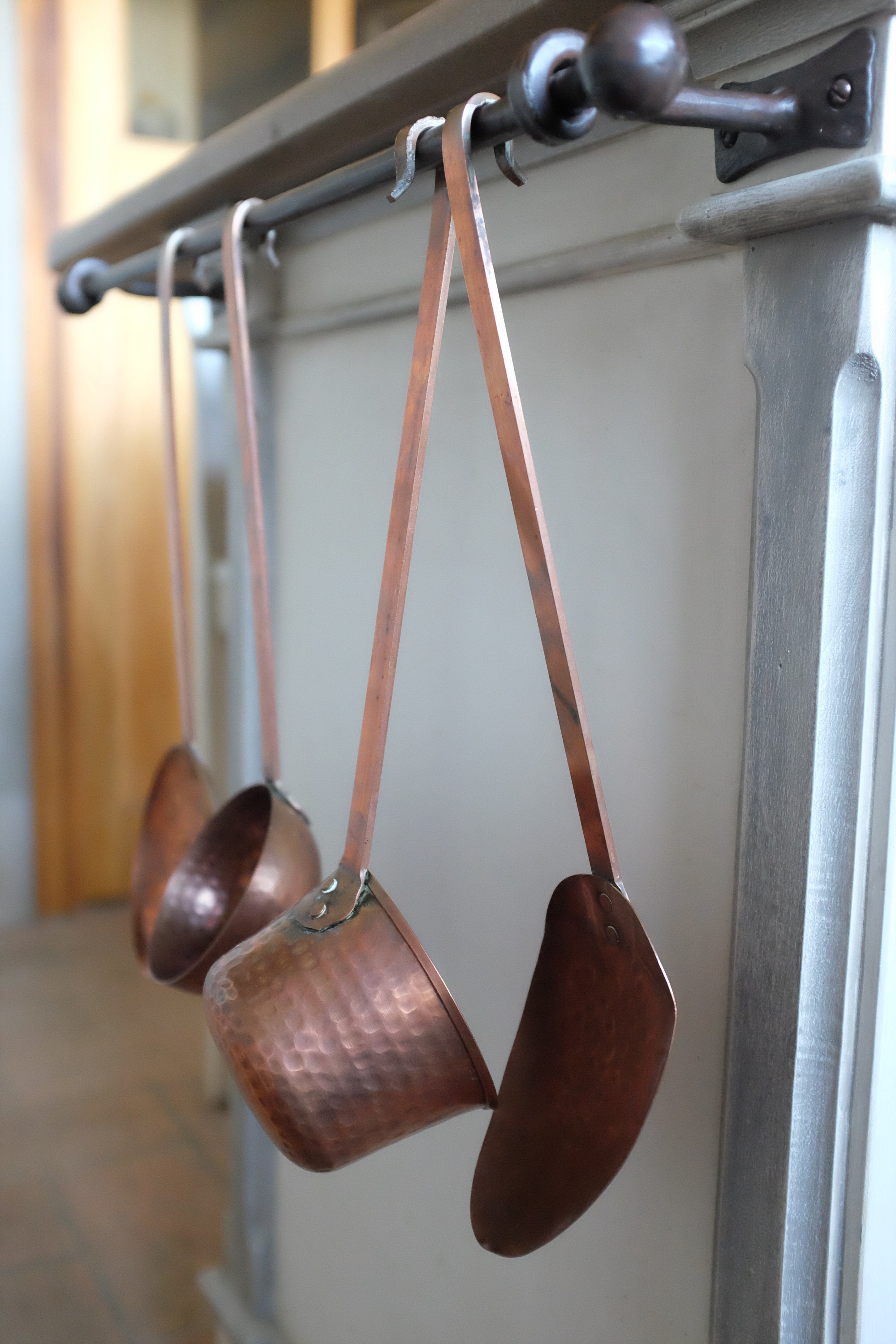 Vintage Kitchen Hammered Copper Ladles Set | Etsy