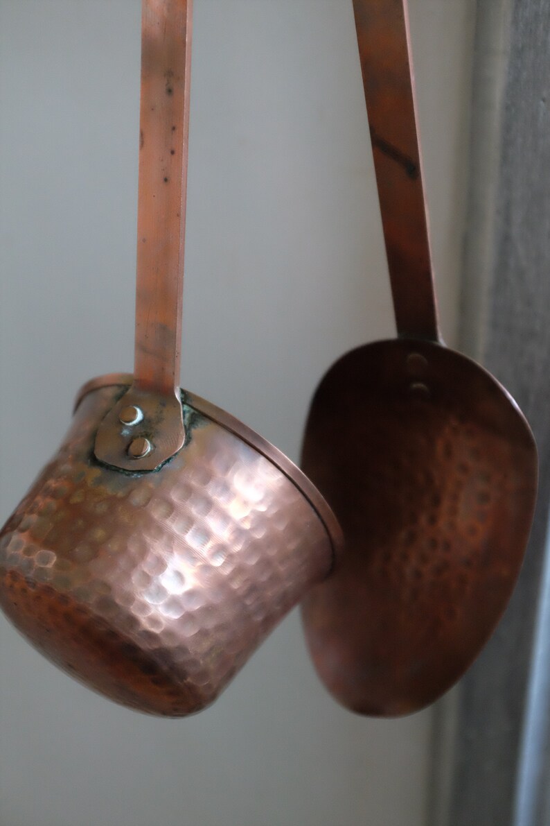 Vintage Kitchen Hammered Copper Ladles Set - Etsy