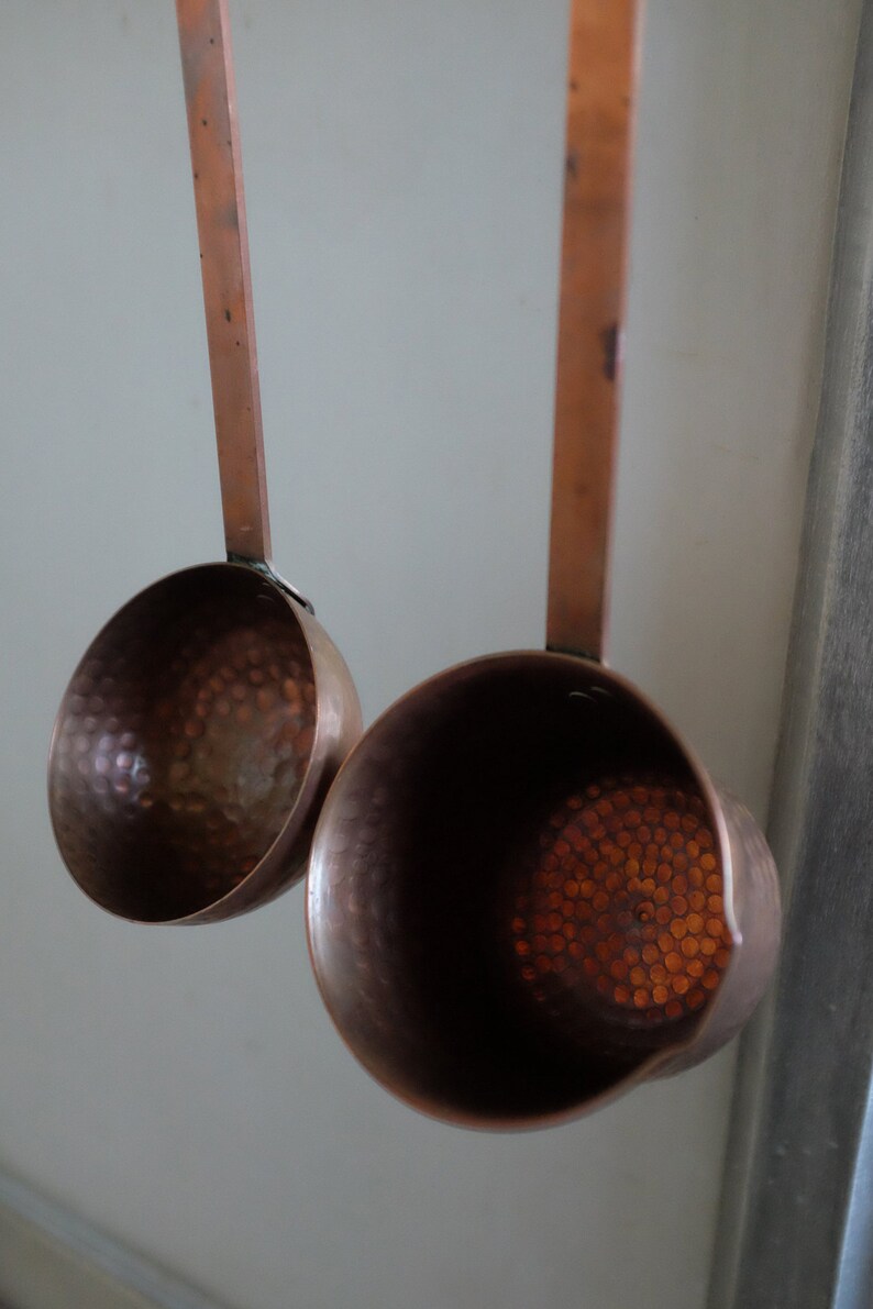 Vintage Kitchen Hammered Copper Ladles Set - Etsy
