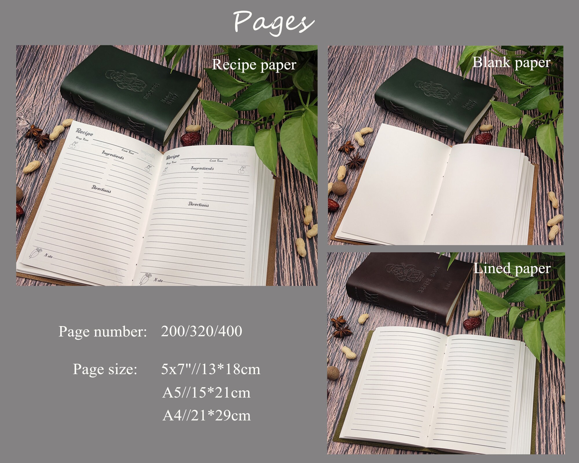 Your Name Recipe Book Personalized Leather Cook Book Custom Gift for ...