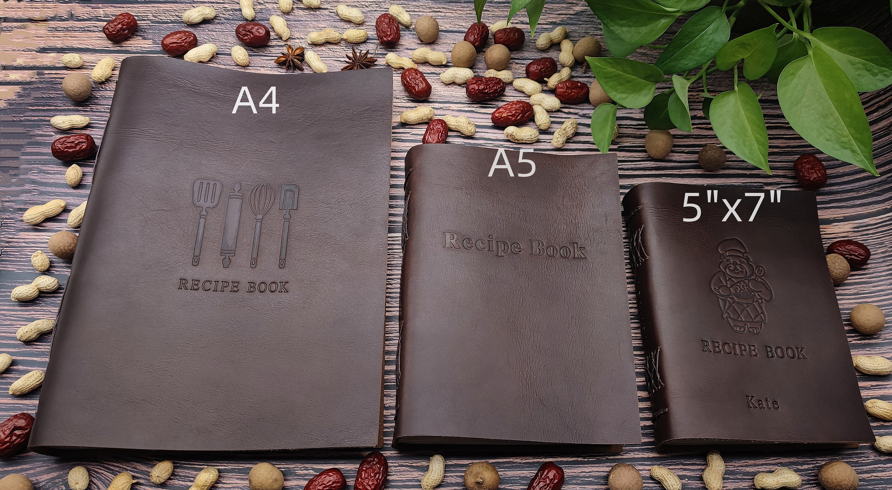 Your Name Recipe Book Personalized Leather Cook Book Custom Gift for ...