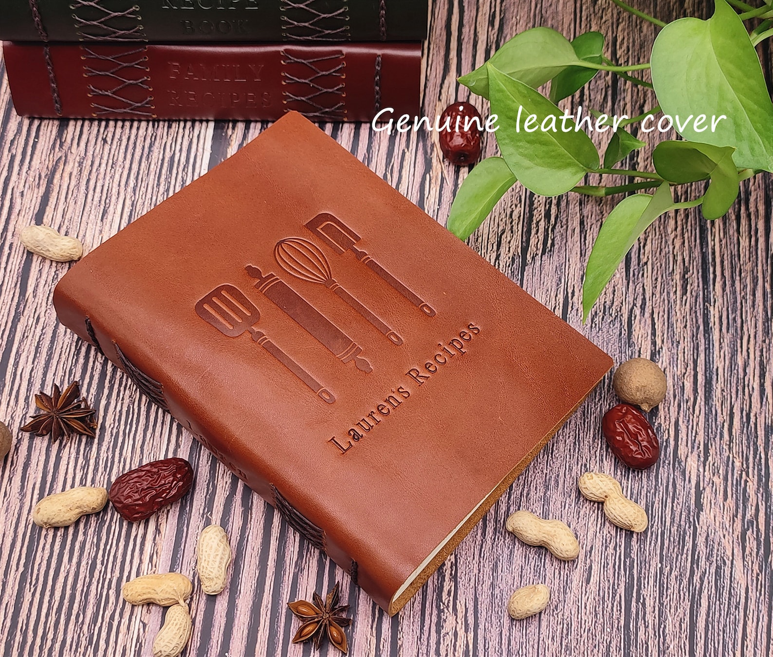 Your Name Recipe Book Personalized Leather Cook Book Custom Gift for ...