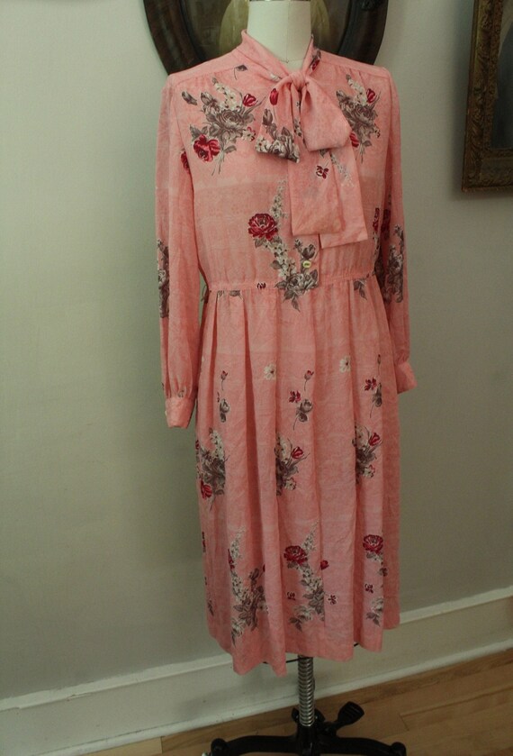 1970's Christian Ada Japanese Pink Floral Block Print… - Gem