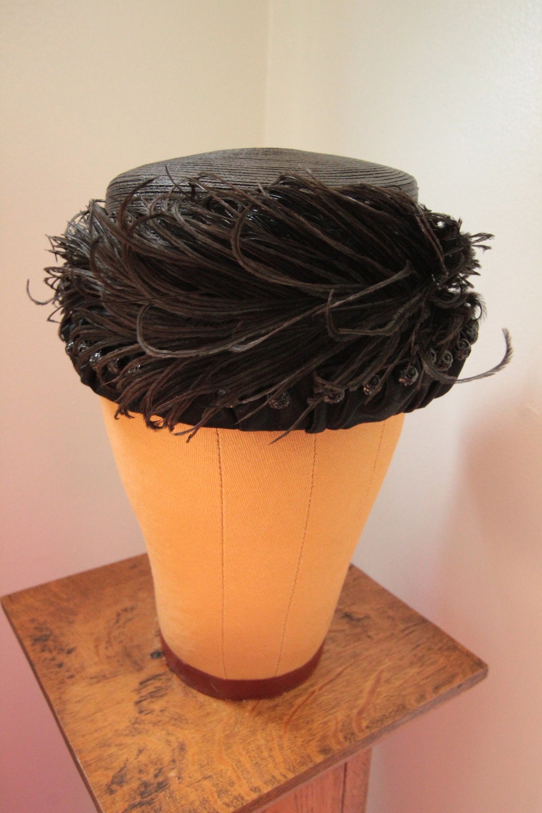 1880's Victorian Black Straw and Ostrich Feather Hat - Etsy