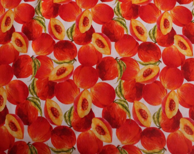 Peaches Fabric Watercolor Peaches by Hipkiddesigns Peach Pink Green ...
