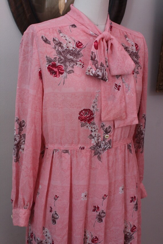 1970's Christian Ada Japanese Pink Floral Block Print… - Gem
