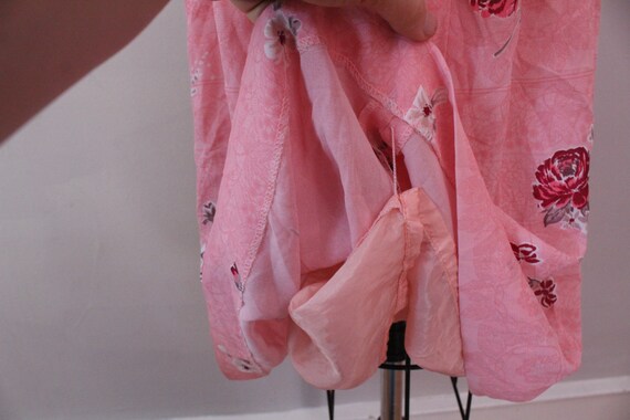 1970's Christian Ada Japanese Pink Floral Block Print… - Gem