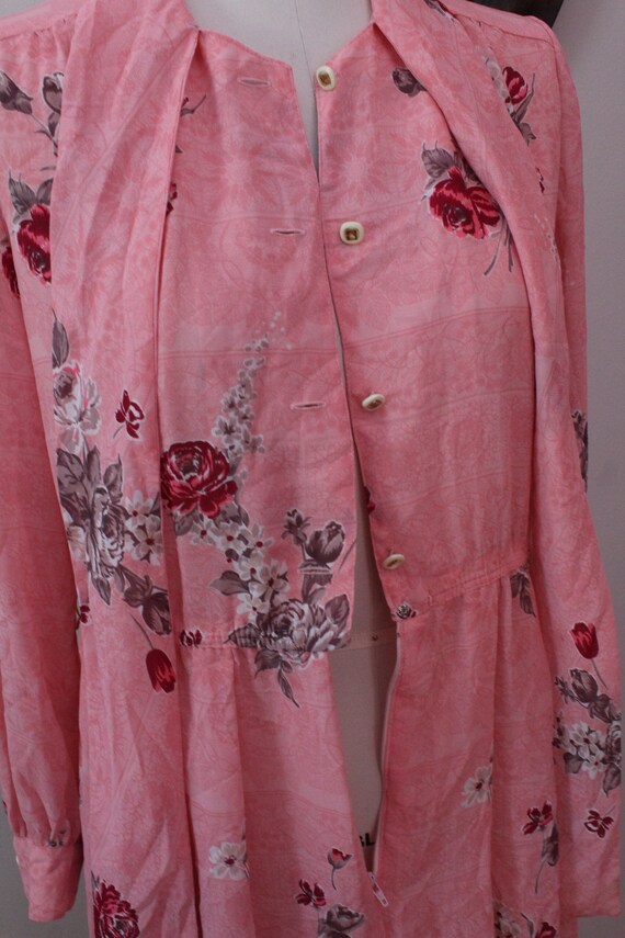 1970's Christian Ada Japanese Pink Floral Block Print… - Gem