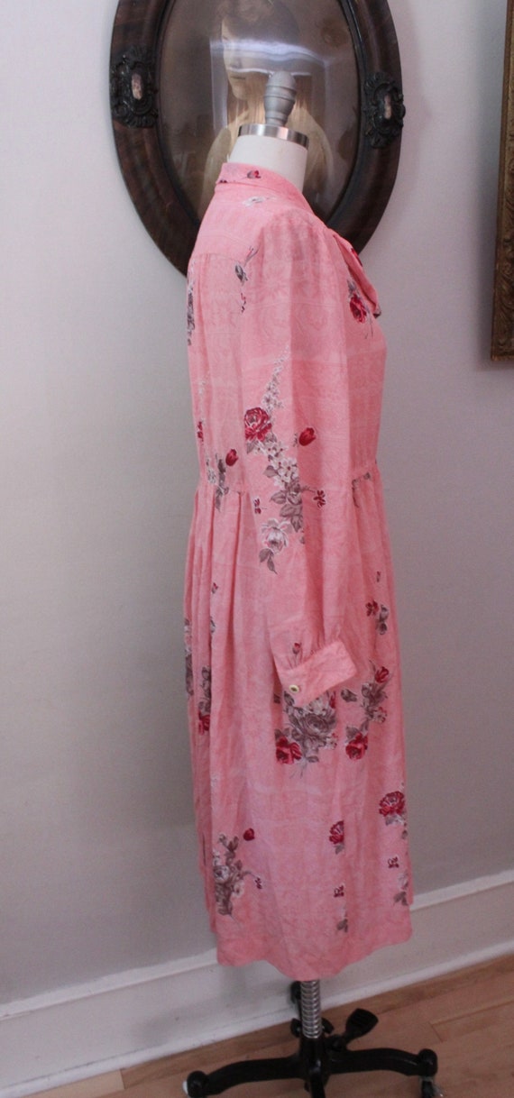 1970's Christian Ada Japanese Pink Floral Block Print… - Gem