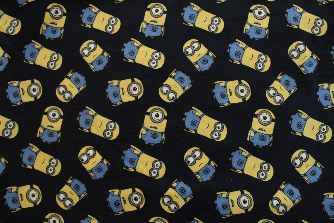 Navy Blue Minions Print Cotton Flannel - Etsy
