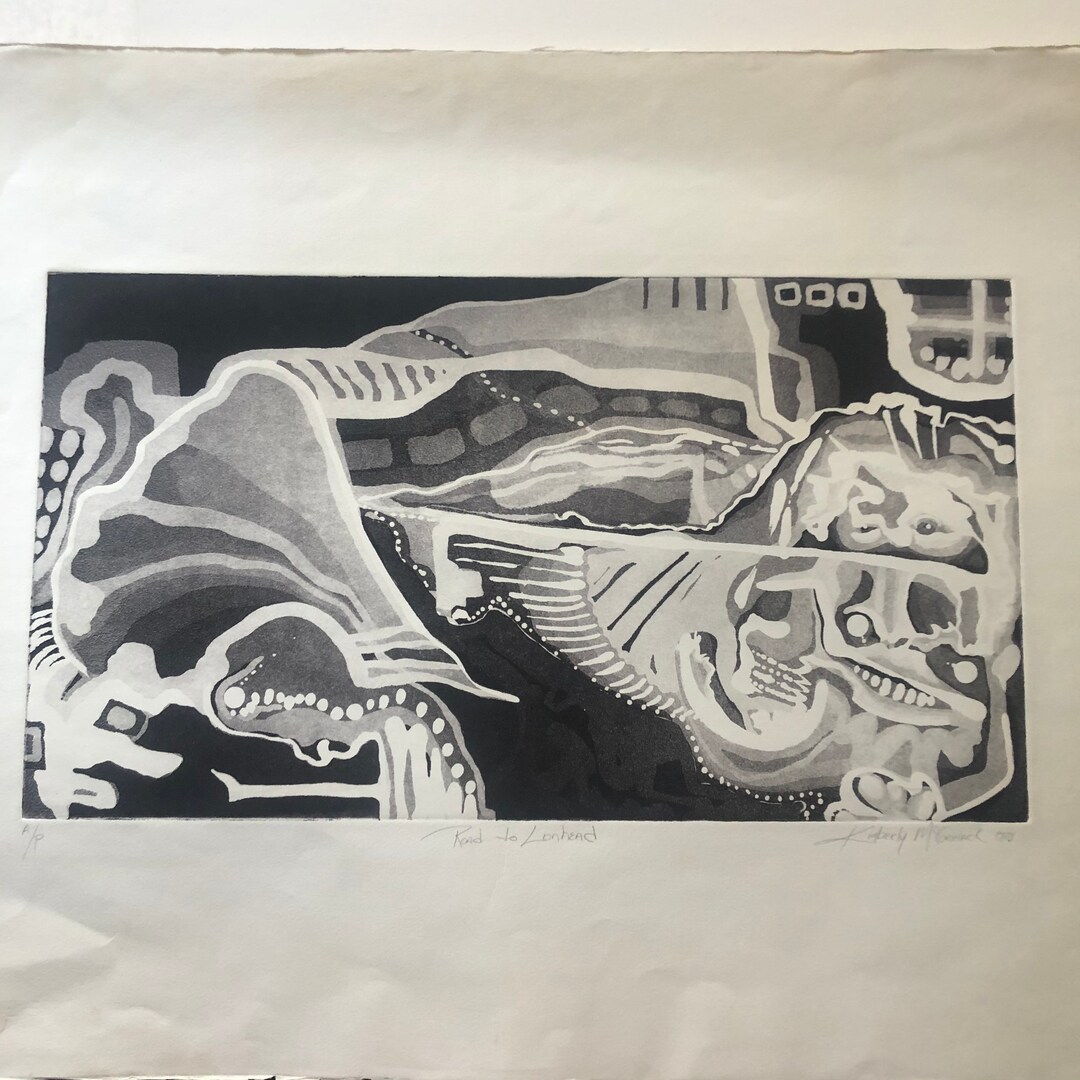Vintage Abstract Screenprint Etching: Road to Lonhead, Kimberly ...