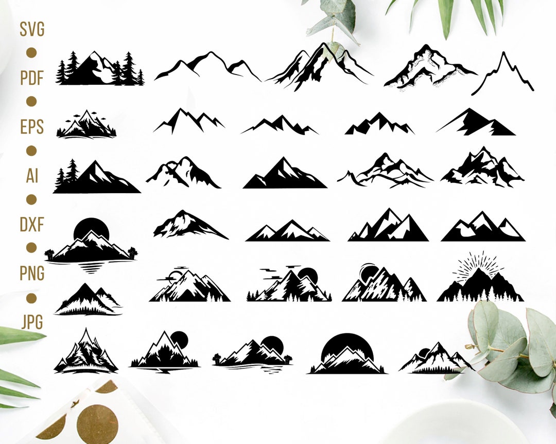 Berg Clipart SVG Bundle Berge Silhouette Natur Digital Cut Datei für ...