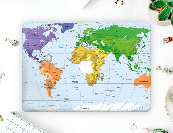 World Map Macbook 12 Case Travel Lover Gift Macbook Pro 13 - Etsy