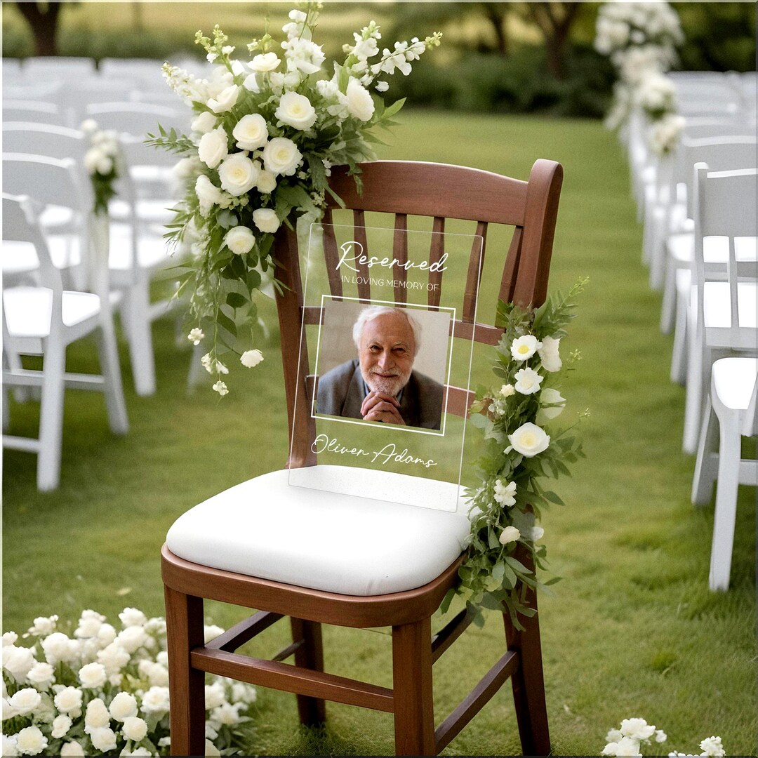 Wedding Reserved Chair Loving Memory Plaque Custom Seat Reserved Sign ...