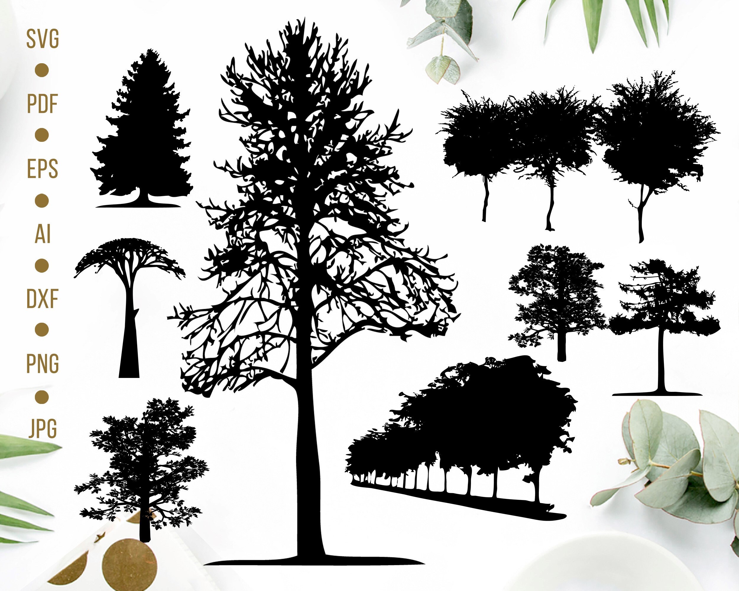 Trees Svg Cutting Files Nature Bundle Tree Vector Tree - Etsy