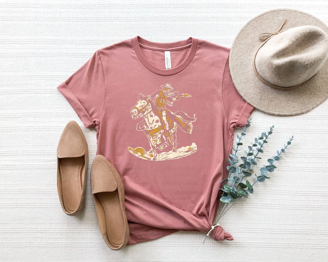 Cowboy Vintage Cowgirl Bang Bang Country Girl Westerner Horse Shoot T ...