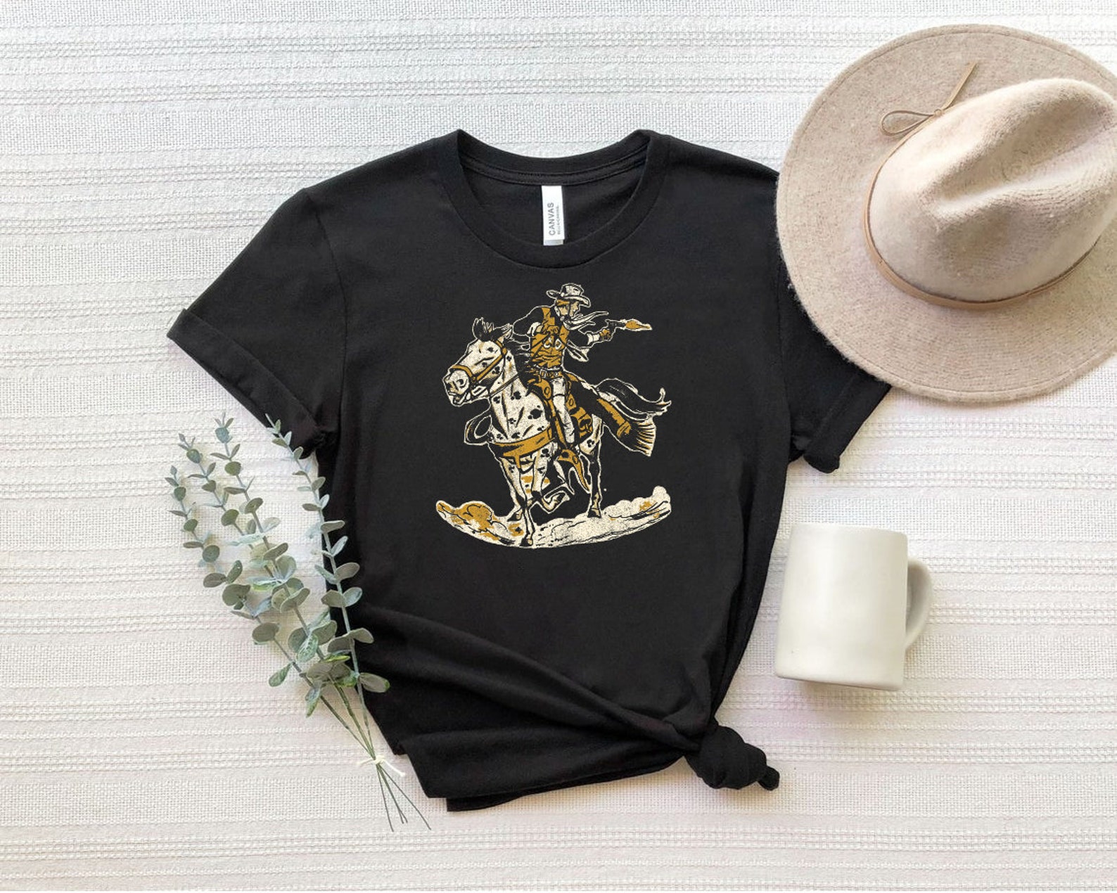 Cowboy Vintage Cowgirl Bang Bang Country Girl Westerner Horse Shoot T ...
