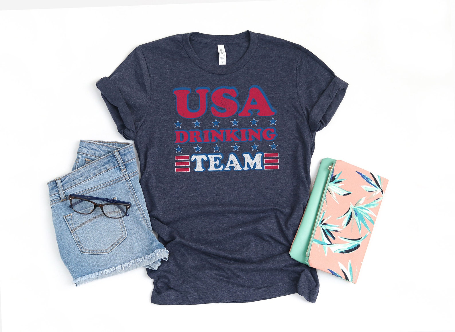 USA Drinking Team, 4th of July Drinking Shirt, Independence Day, Short ...