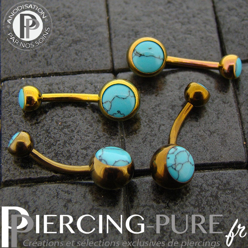 Vintage Internal Titanium Navel Piercing With Natural Turquoises - Etsy