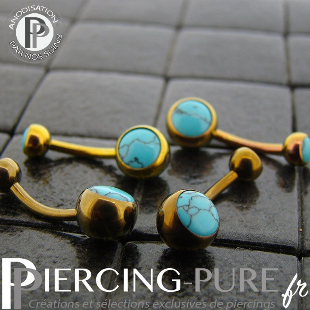 Vintage Internal Titanium Navel Piercing With Natural Turquoises - Etsy