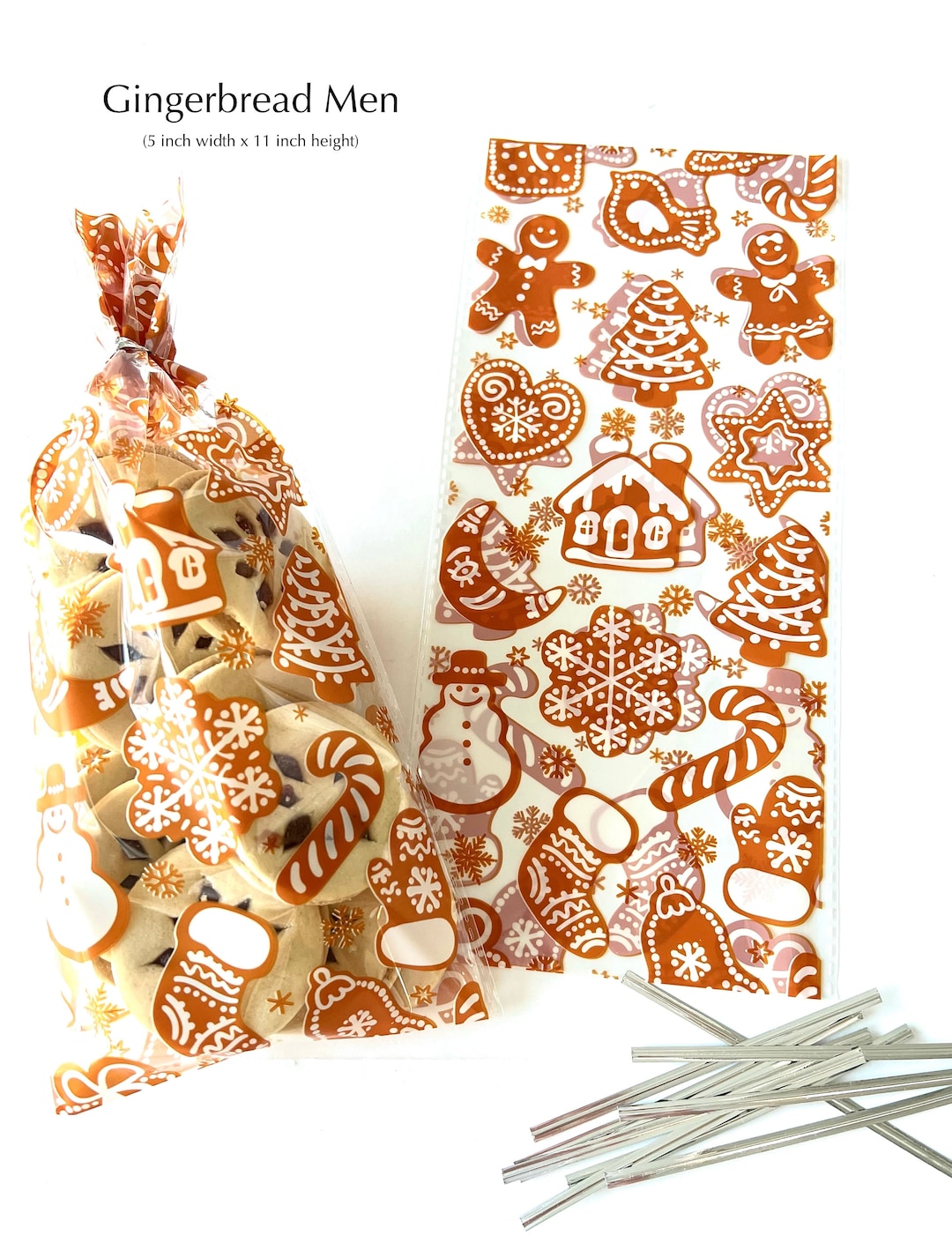 10 Gingerbread Bags, Big Cello Bags, Cookie Exchange Sack, Holiday ...