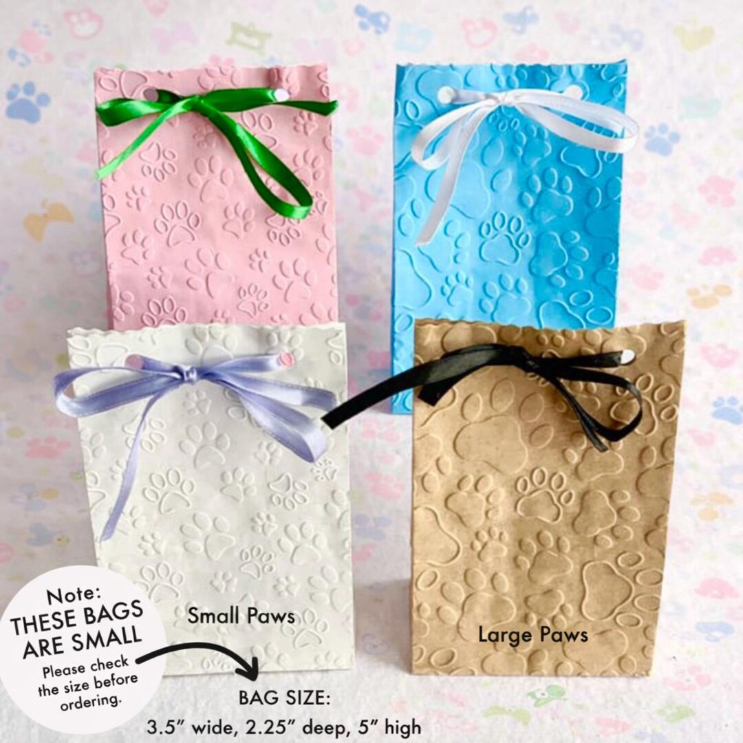 20 Small Paw Print Pet Themed Embossed Favor Bags, Available in 4 ...