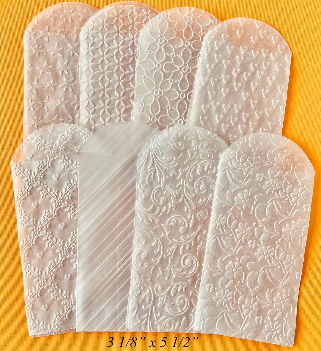 25 Glassine Envelopes, Embossed Envelope, Seed Bag, Wedding Confetti ...