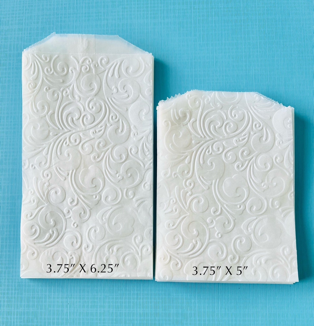 25 Elegant Swirl Bags, Glassine Bags, Embossed Bags, Wedding Favors ...
