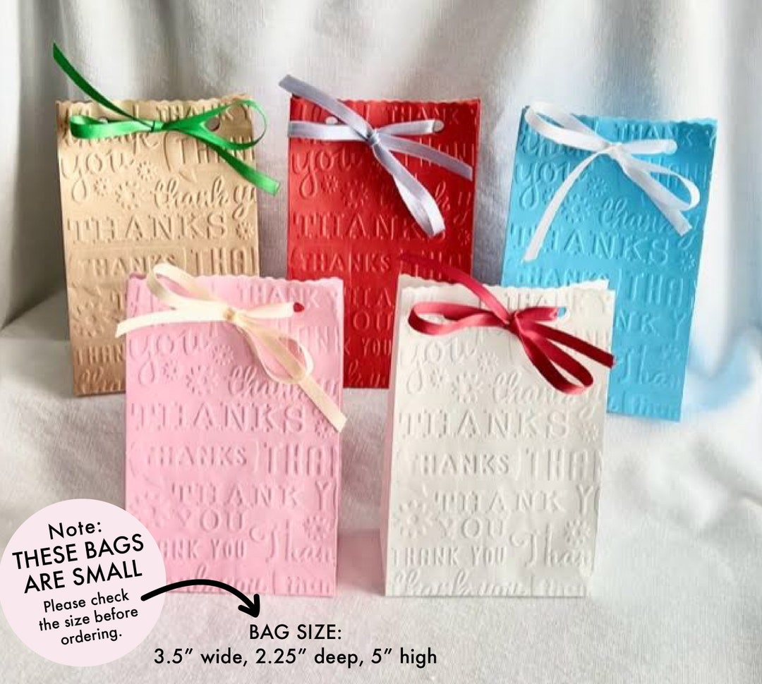 20 Small Thank You Bags, Embossed Paper Bags, Bridal Party Gifts, Small ...