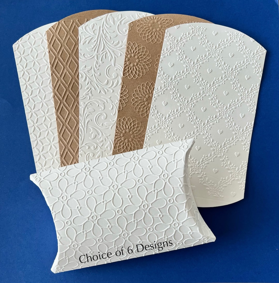 Embossed Pillow Boxes, Choice of 6 Designs and 2 Colors, Set of 10 - Etsy