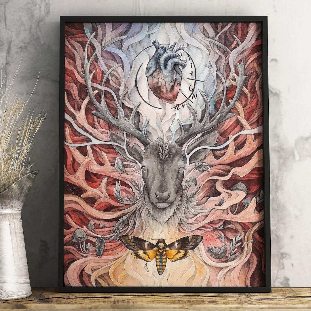 Raven Stag hannibal Inspired Art Print - Etsy