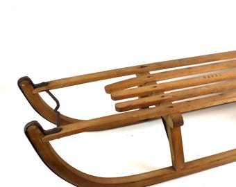 Swiss Wood Sled ~ DAVOS Sledge ~ Bentwood Slat Sled With Curved Iron ...