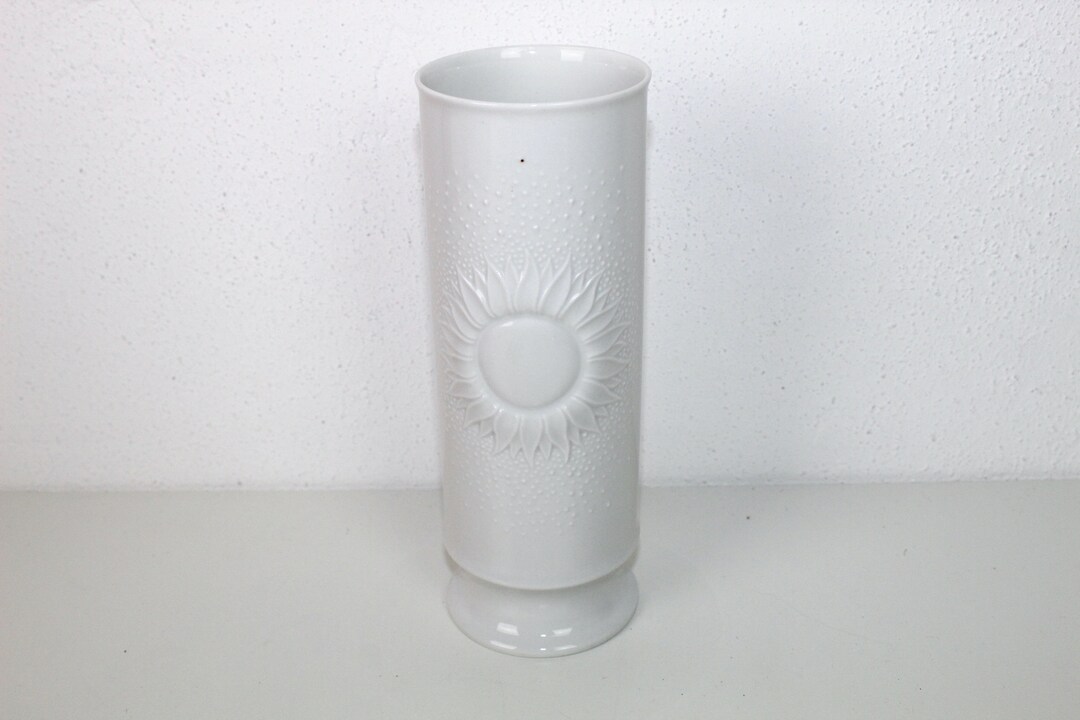 Jarrón Sun blanco Bonito pie Vendimia - Etsy España