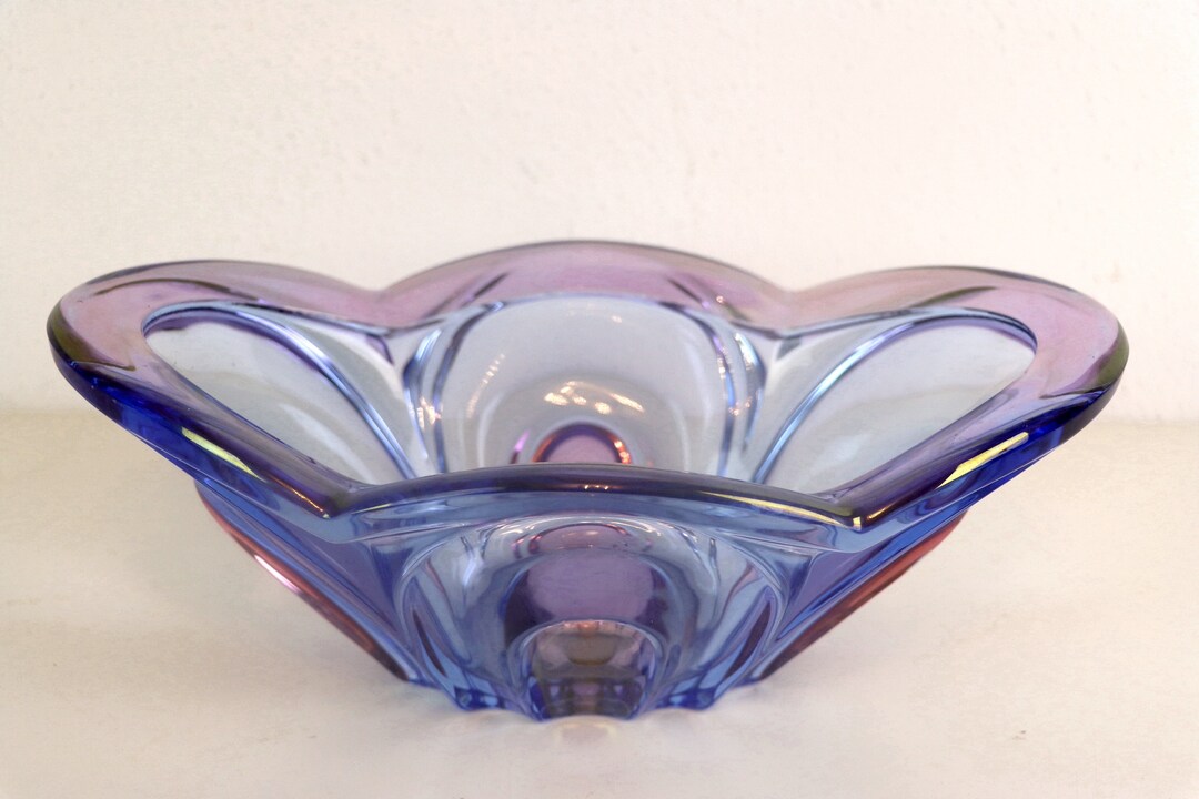Solid Oblong Glass Bowl | Blue-purple | Vintage - Etsy