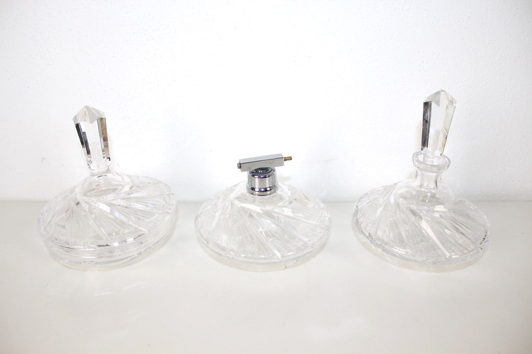 3-piece Glass Set for the Dressing Table | Vintage - Etsy