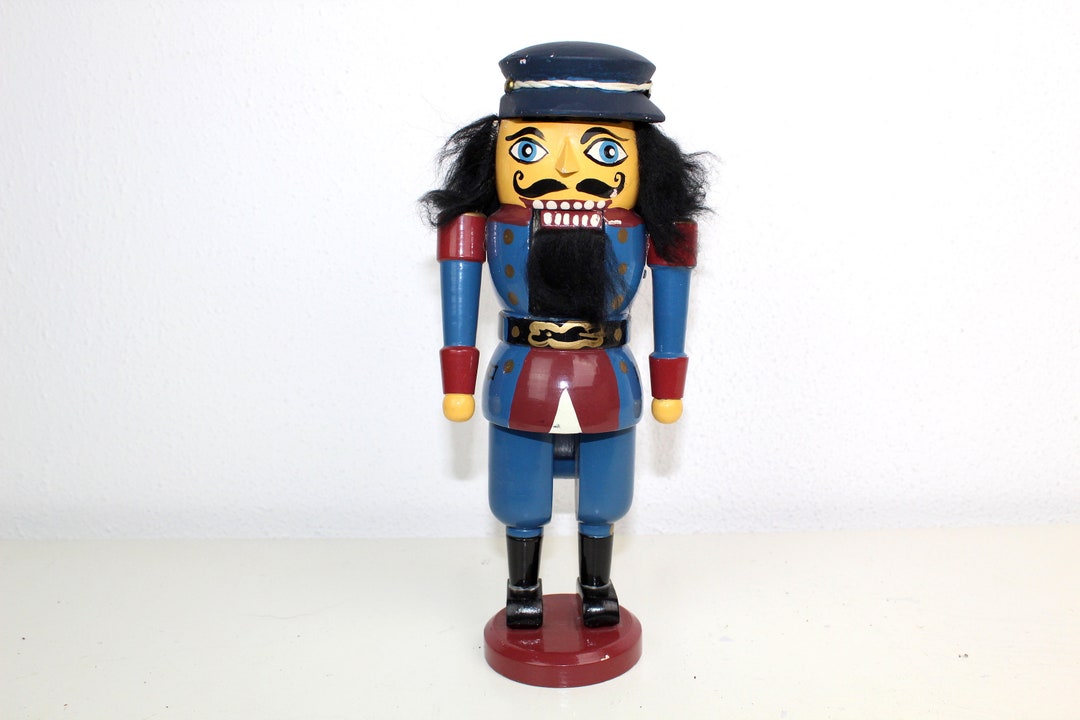 Nutcracker Cap Blue Black Hair Black Beard Wood Vintage - Etsy