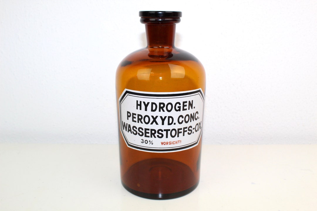 Apothecary Bottle 1 Litre Brown Antique Inscription HYDROGEN. PEROXIDE ...