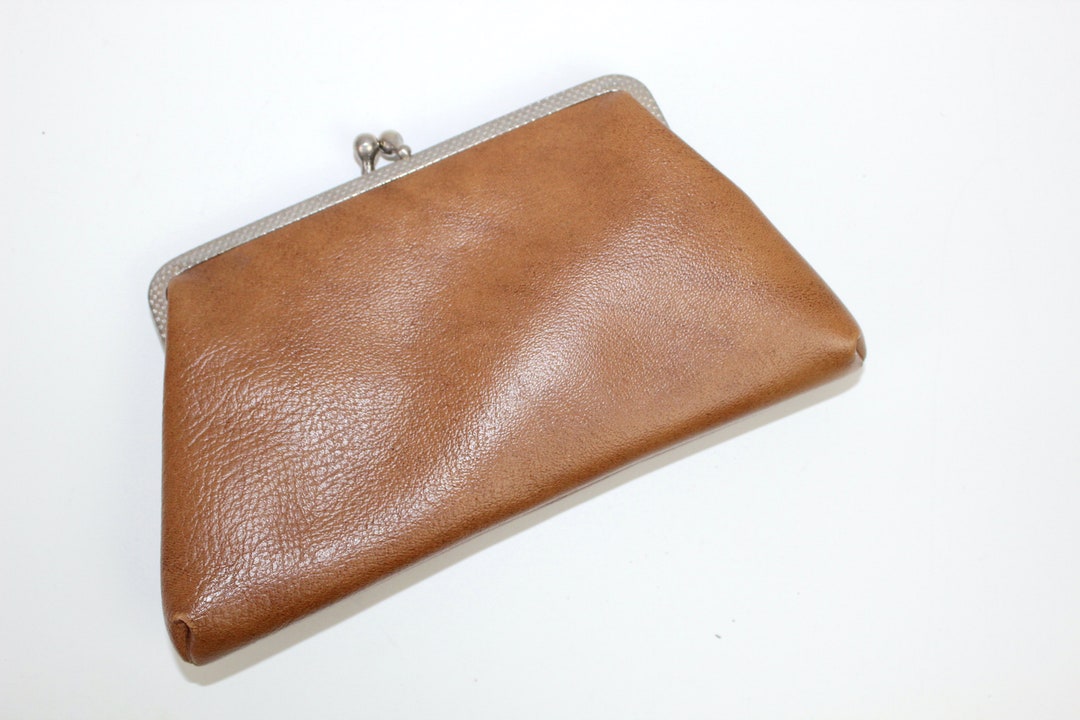 Handbag With Clipper Closure Brown Faux Leather Vintage - Etsy