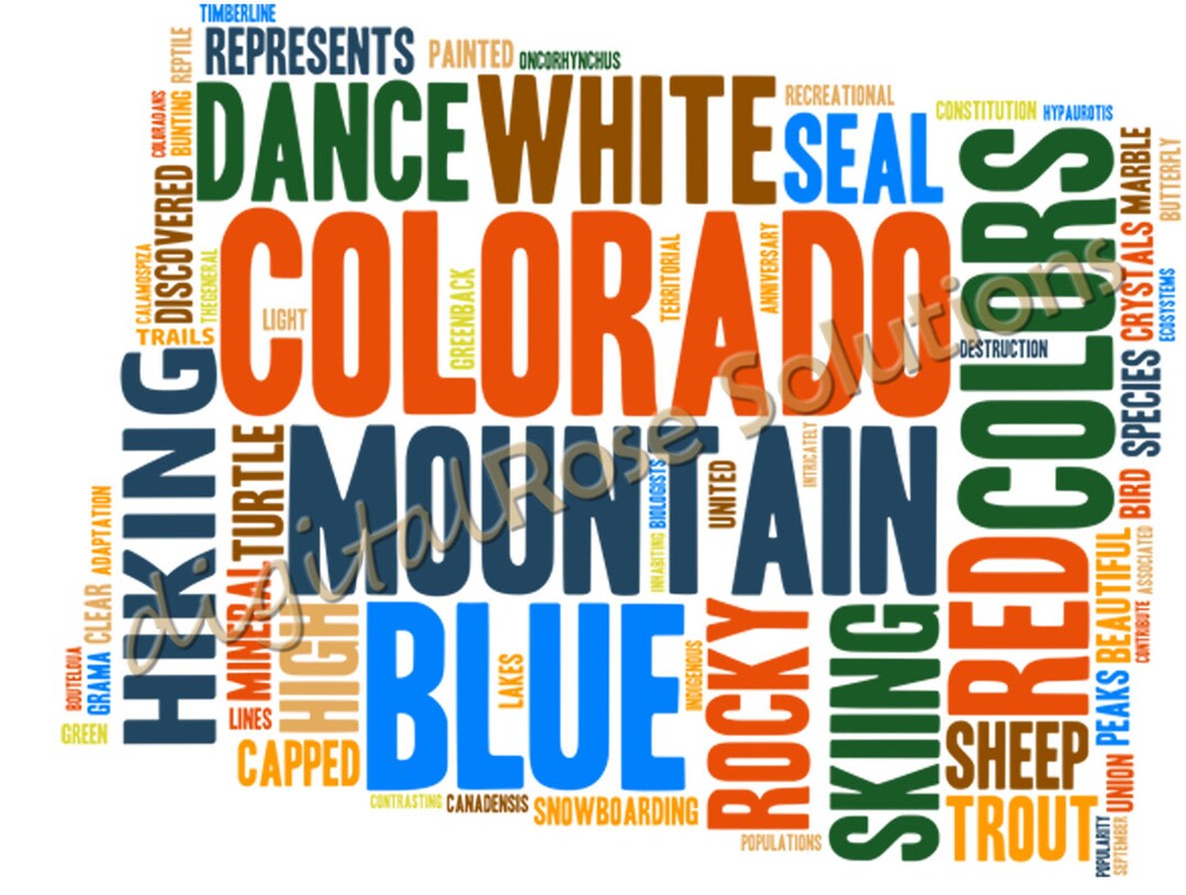 Digital US States, Colorado - Word Cloud Art, Wordle, Word Cloud ...